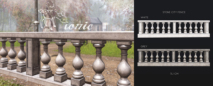 Second Life Marketplace - ionic : Stone City Fence (Grey)